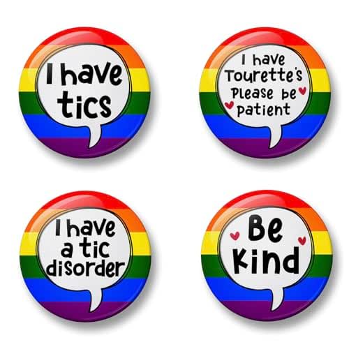 Amazon.com: Tics Pin Badges, 4 Badges, Set of 4, 32mm or 44mm ...