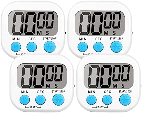 4 Pack Loud Alarm Digital Timer, Magnetic Stand Kitchen Timer with ON ...