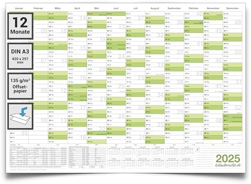 Jahresplaner 2025, Kalender im L- Format DIN A3 (420 x 297 mm ...