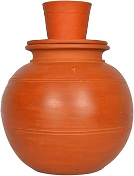 Amazon.com : Village Decor Handmade Earthen Clay Water Pot with Lid and ...