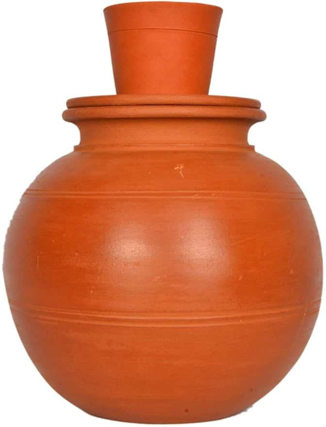 Village Decor Handmade earthen Natural Clay Drinking Water Pot (Pot ...