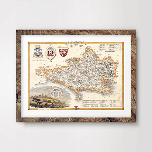 DORSET COUNTY VINTAGE MAP ART PRINT POSTER Britain British UK Antique ...