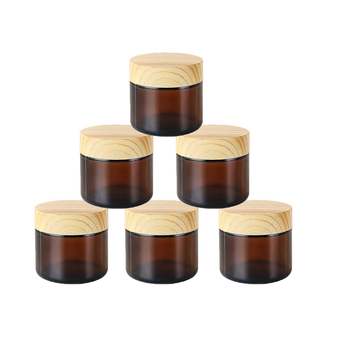 Amazon.com: 6 Pack 2 oz Amber Glass Cream Jar with Wood Grain Lids,60g ...