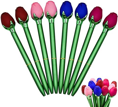 Amazon.com : Maydahui 12 PCS Colorful Rose Flower Ballpoint Pen Novelty ...