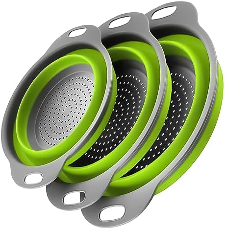 Amazon.com: ONFAMICO Collapsible Colander Set of 3 - Heat Resistant ...