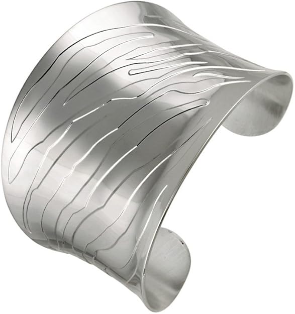 Amazon.com: Amazon Collection Stainless Steel Wide Cuff Bracelet ...
