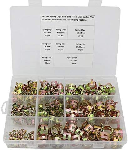160 Pcs Spring Clips Fuel Line Hose Clips Water Pipe Air Tube Silicone ...