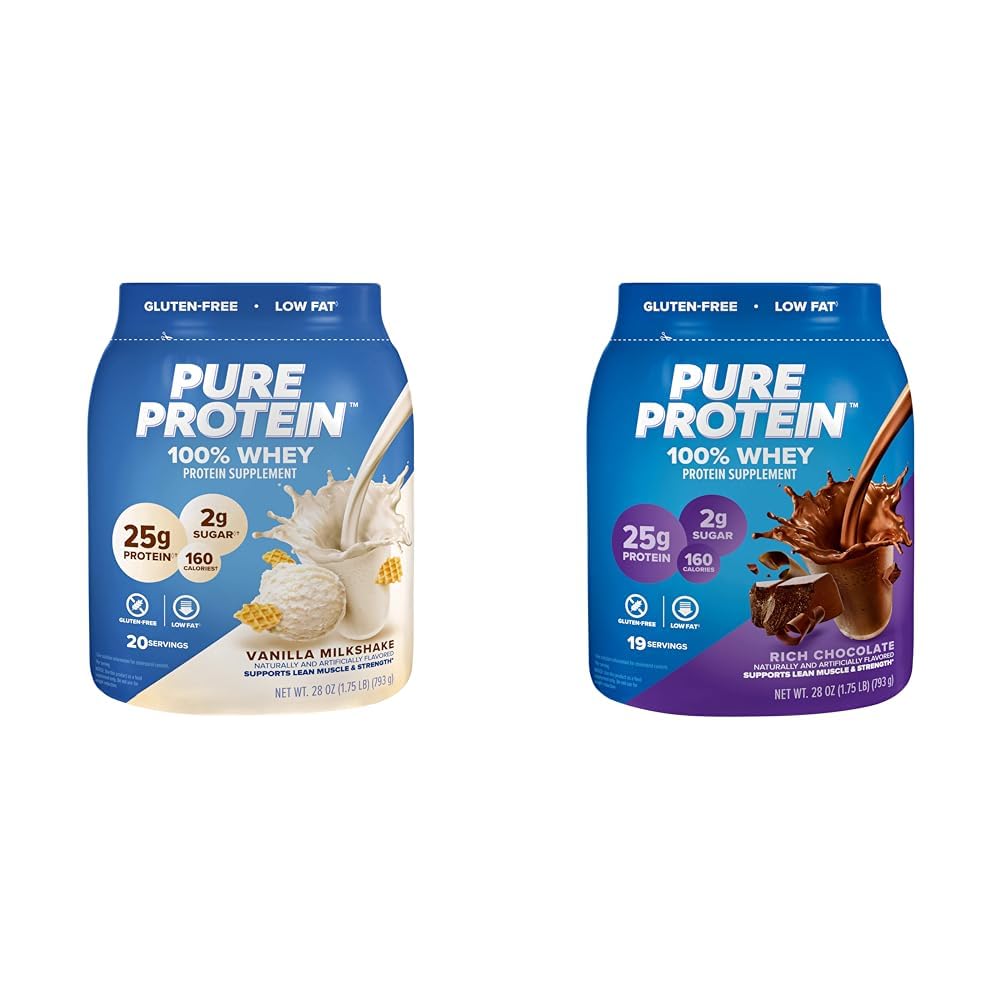 Amazon.com: Pure Protein Whey Protein Powder Bundle, Vanilla Cream ...