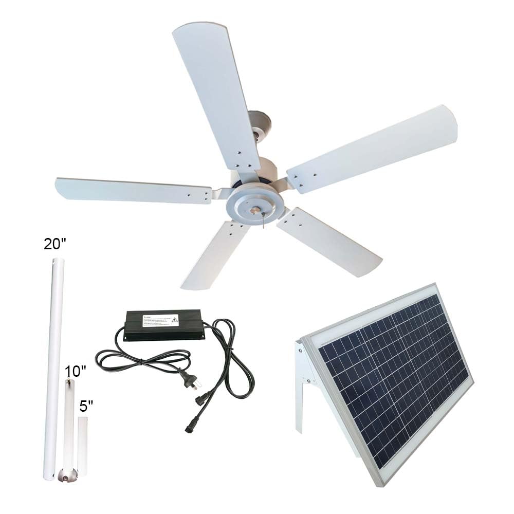 Amazon.com: MANANASUN Outdoor 52" solar ceiling fan with white wooden ...