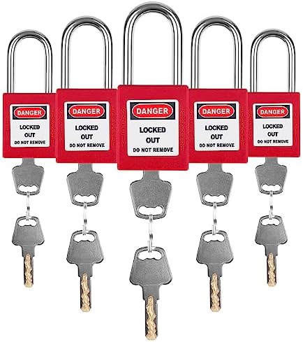 LEONAKO Lockout Tagout Locks, 5 Red Loto Lock Set, Safety Locks Keyed ...
