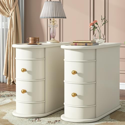 Amazon.com: Tribesigns Wood End Table, 2-Drawer Narrow Side Table Slim ...