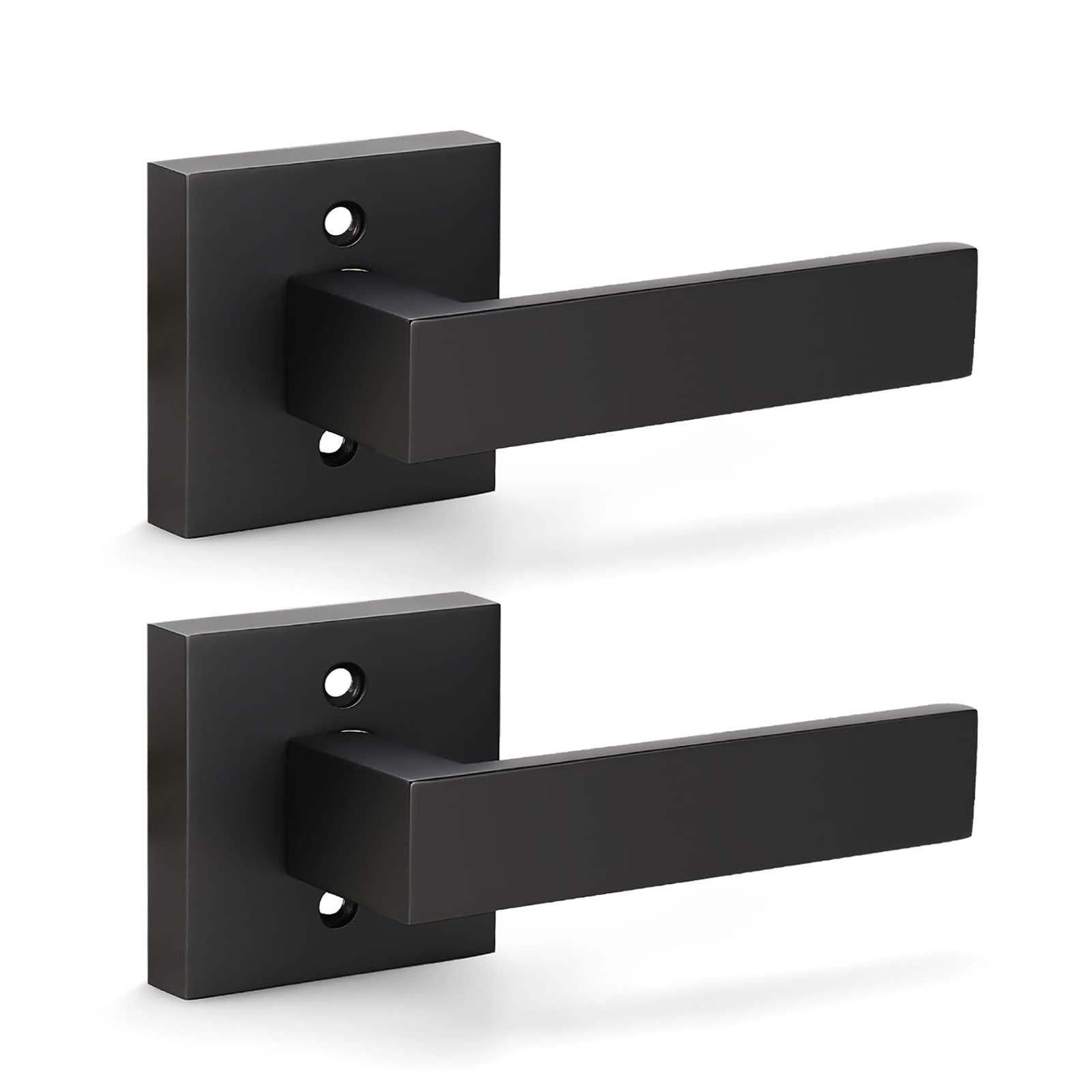 Snapklik.com : 2 Pack Matte Black Interior Door Handles Square Dummy ...