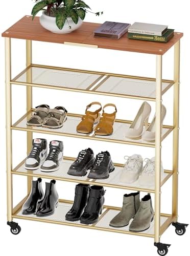 Amazon.com: Simple Trending 5 Tier Shoe Rack, Rolling Shoe Storage ...
