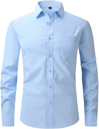 Men's Business Dress Shirts Casual Wrinkle Free Button Down Shirts ...