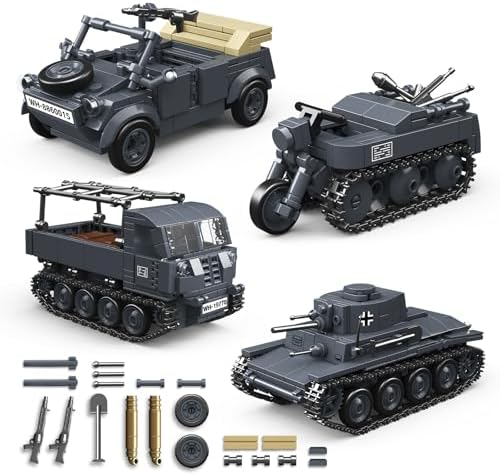 Amazon.com: 4 IN 1 WW2 Army Tanks Toy Building Block Set(1089 Pcs ...