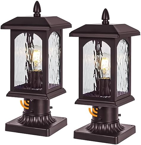 Brown Dusk to Dawn Outdoor Post Lights - 2 Packs Oil Rubbed Bronze Post ...