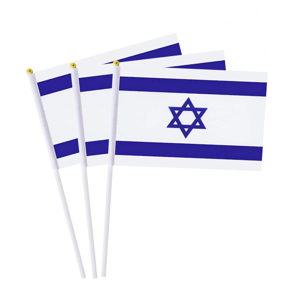 Amazon.com: Israel Flag Israeli Small Stick Mini Hand Held Flags ...