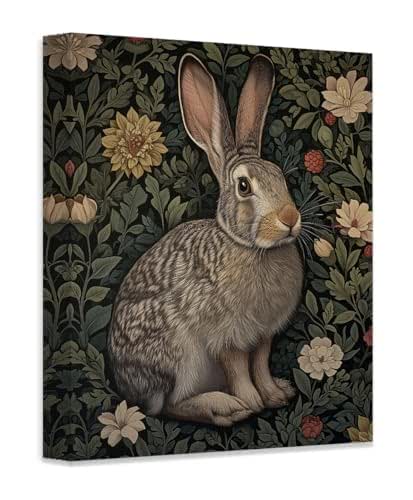 Amazon.com: Regal Rabbit-Vintage Wildlife Botanical 16x20 Stretched ...