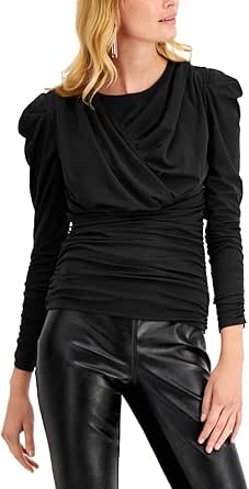 INC International Concepts Women's Ruched Front Top Black Size Medium ...