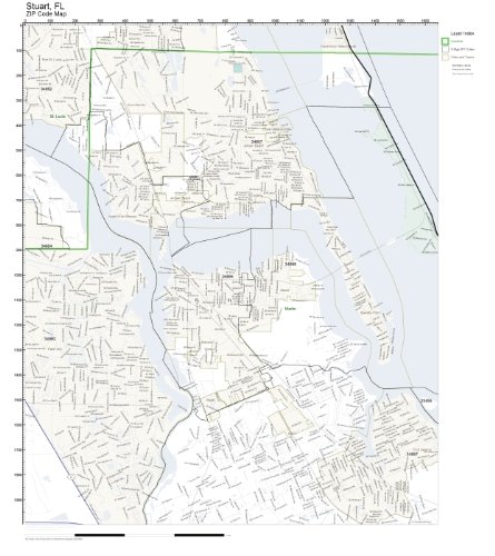 Amazon.com : ZIP Code Wall Map of Stuart, FL ZIP Code Map Not Laminated ...
