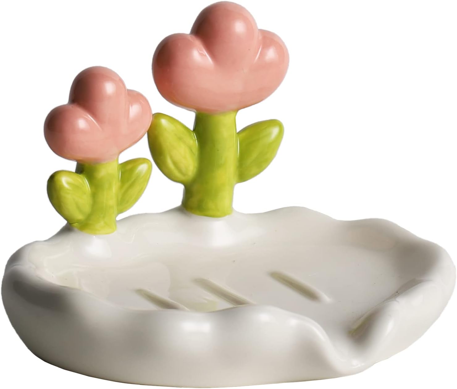 Amazon.com: HUBANCUN Ceramic Soap Dish | Self Draining Soap Tray Flower ...