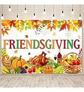 Amazon.com: Turckey Maple Leaves Happy Friendsgiving Banner - Photo ...