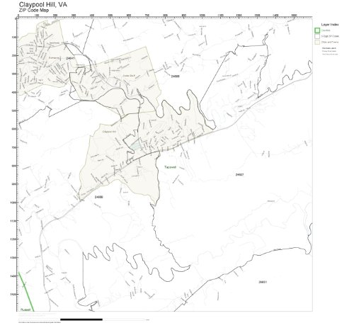 ZIP Code Wall Map of Claypool Hill, VA ZIP Code Map Not Laminated ...