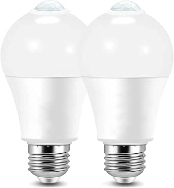 Motion Sensor Light Bulbs, 9W (60W Equivalent) A19 E26 5000K, Motion ...