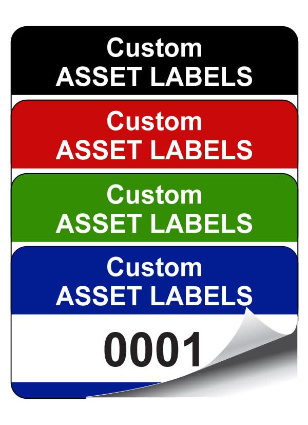 1000 Personalised Custom Asset Tag Labels - 38mm x 20mm Permanent ...