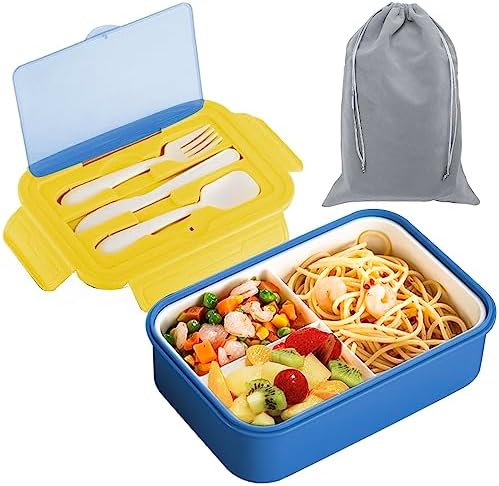 Maidyna Bento Box, Lunch Box with 3 Compartments & Free Cultery Sets ...