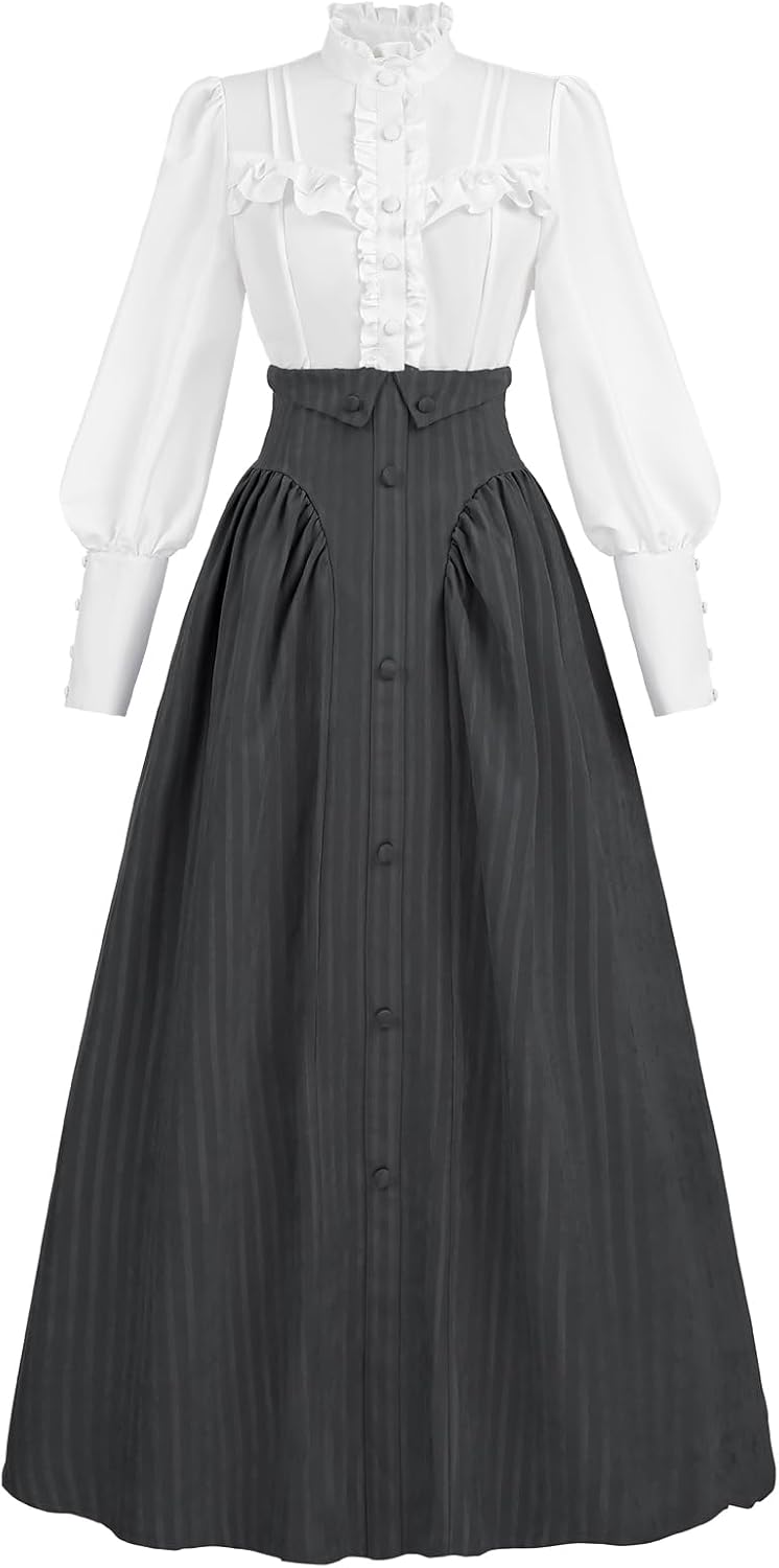 Amazon.com: CR ROLECOS Edwardian Victorian Dress for Women 1800s ...