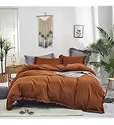 Amazon.com: Luxlovery Pumpkin Color Comforter Set Queen Rust Comforter ...