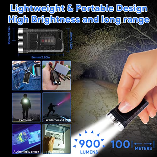 shirylzee Mini LED Keychain Torch with 10 Modes – USB-C Rechargeable ...