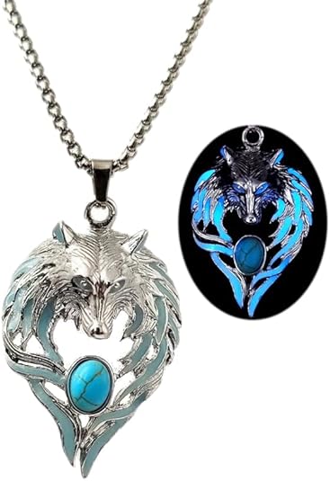 Luminous Animal Wolf Necklace for Women Men Wolf Head Totem Pendant ...
