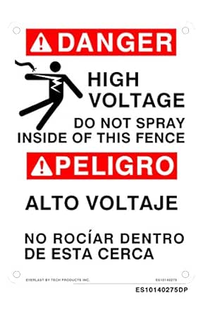 Amazon.com: Everlast Sign, 10x14 in, Danger High Voltage Do Not Spray ...
