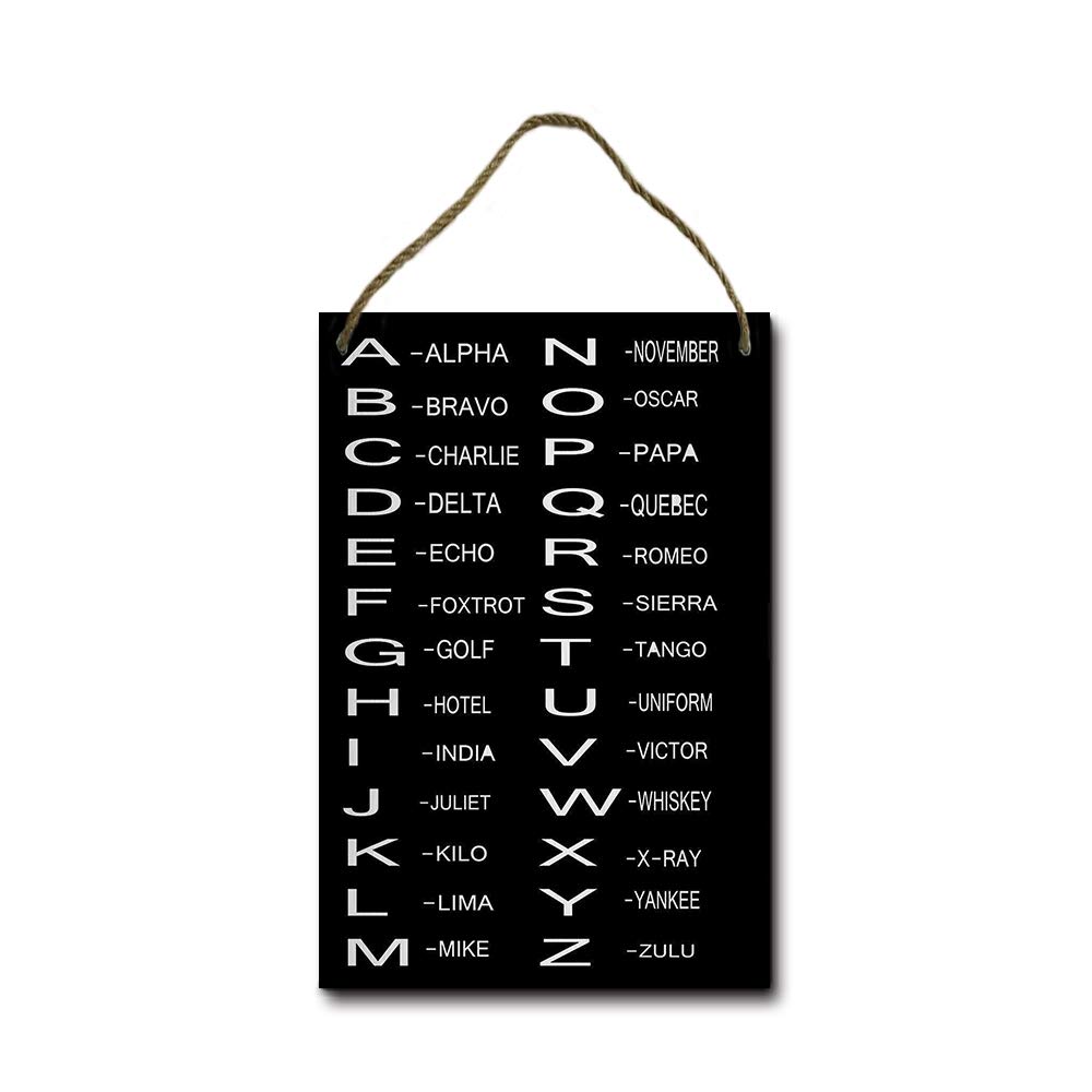 Buy Owesoe Wood Signs 8x12 Inch Phonetic Alphabet Alpha Zulu Metallic ...
