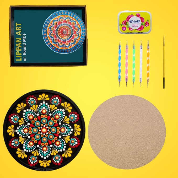 Decordial 12 inches Round MDF Mandala Art Materials kit (2 pcs 12 ...
