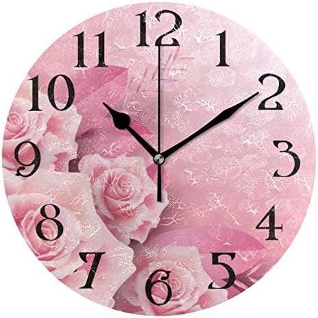 Amazon.com: ZOEO Rose Large Wall Clocks Vintage Battery Operated Retro ...
