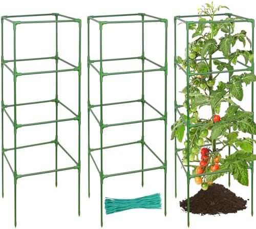 Amazon.com : Halatool 3 Packs Square Tomato Cage Up to 39 Inch ...