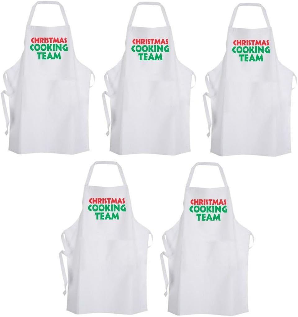 Amazon.com: A&T Designs Set of 5 Christmas Cooking Team Aprons ...