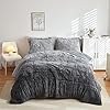 Amazon.com: Wajade Plush Shaggy Ombre Grey Comforter Set, 3 Pieces Full ...