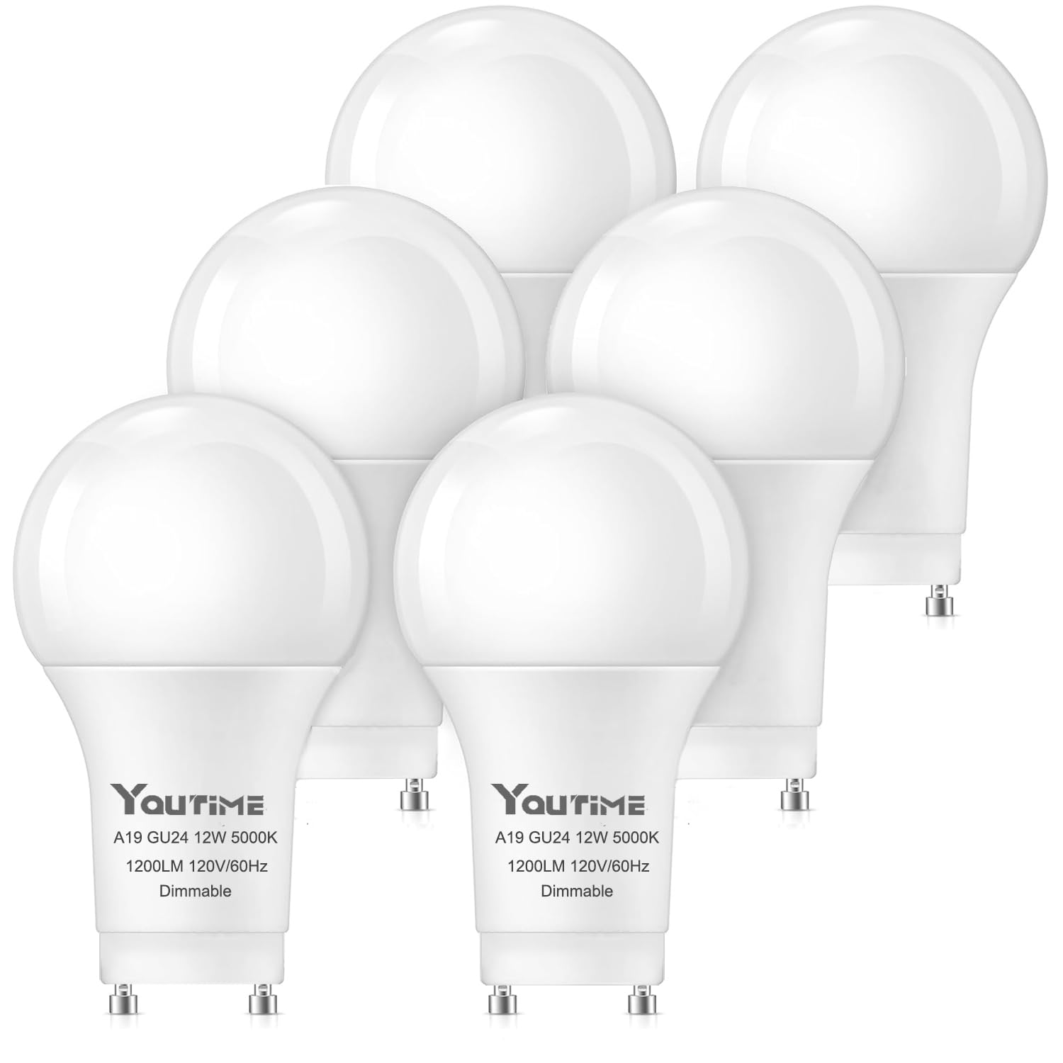 Youtime GU24 LED Light Bulb Dimmable 5000K Daylight 12W(75W Equivalent ...
