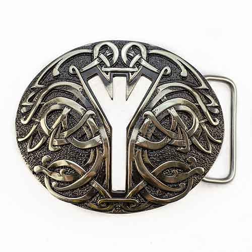 Amazon.com: Algiz german silver belt buckle, Life Rune, Old Norse ...