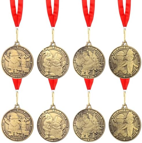 Amazon.com: Huquary 8 Pack Christmas Medals Award Bulk 2" Metal Gold ...