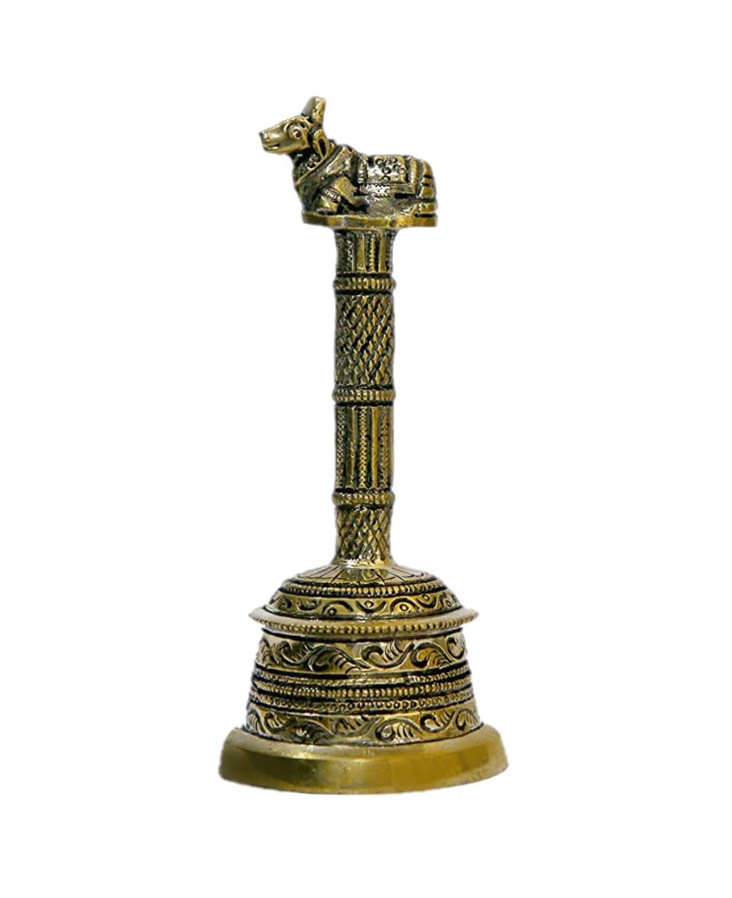 Vrindavan Store Brass Pooja Antique Design Bell With Nandi Sitting ...