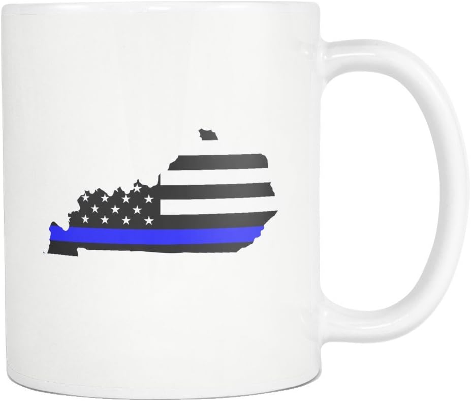 Amazon.com | Kentucky Thin Blue Line Mug - White: Coffee Cups & Mugs