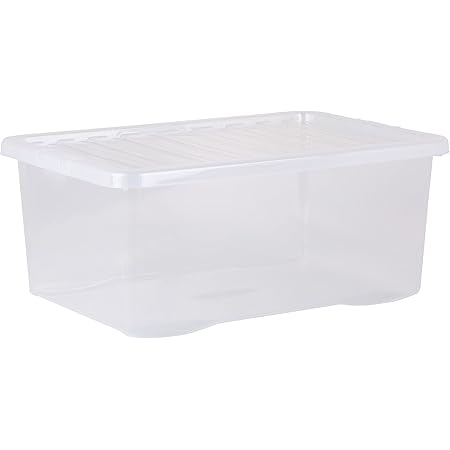 Wham 45 Liter Storage Clear Heavy Duty Plastic Storage Box Boxes With ...