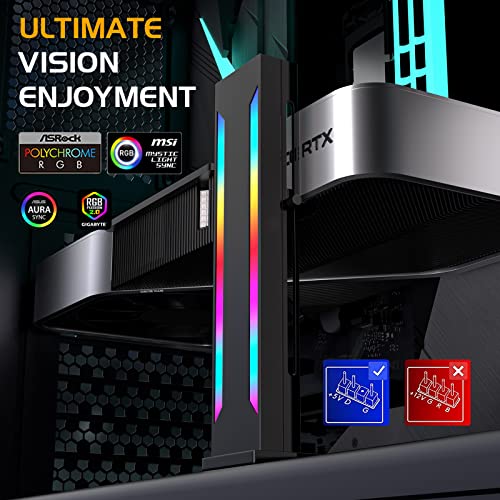 MIWATT DS Black RGB Graphics Card GPU Support Bracket, Single Slot ...