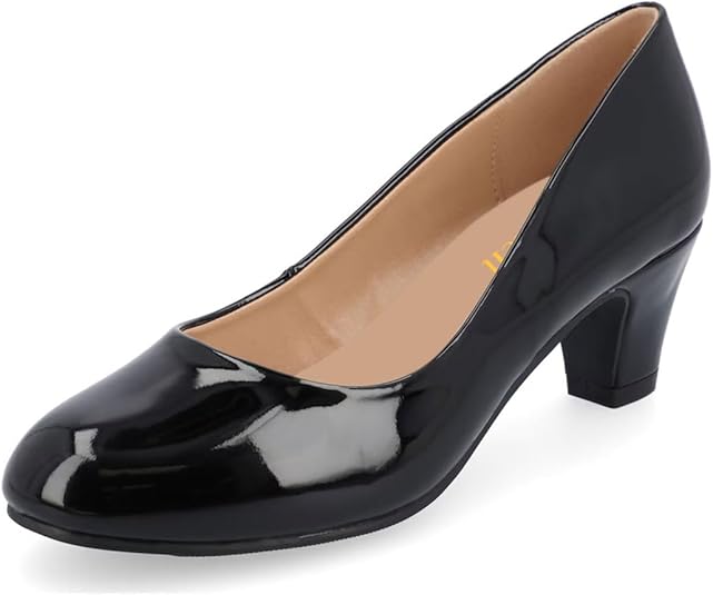 Amazon.com | miss left Women Formal Low Heel Closed Rounded Toe Pumps ...