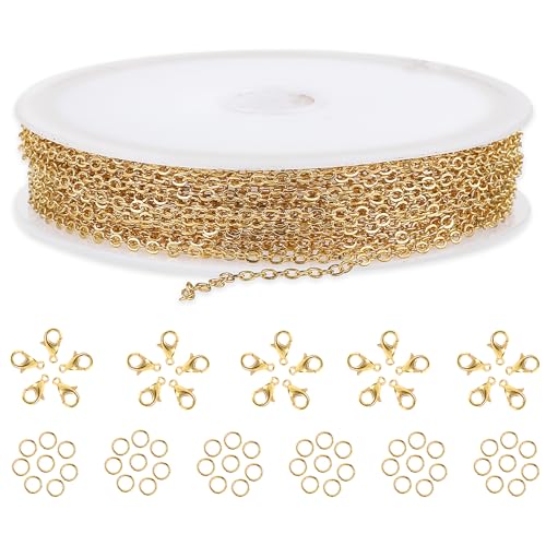16ft Gold Plated Stainless Steel Chain Bulk, 1.5MM Stainless Steel ...